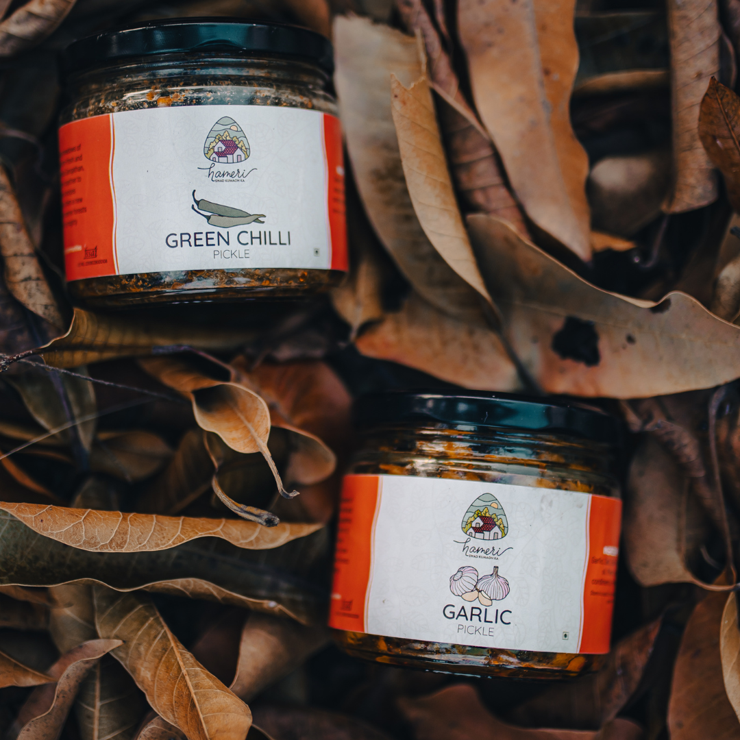 Garlic Pickle & Green Chilli Pickle - Hameri – Little Local